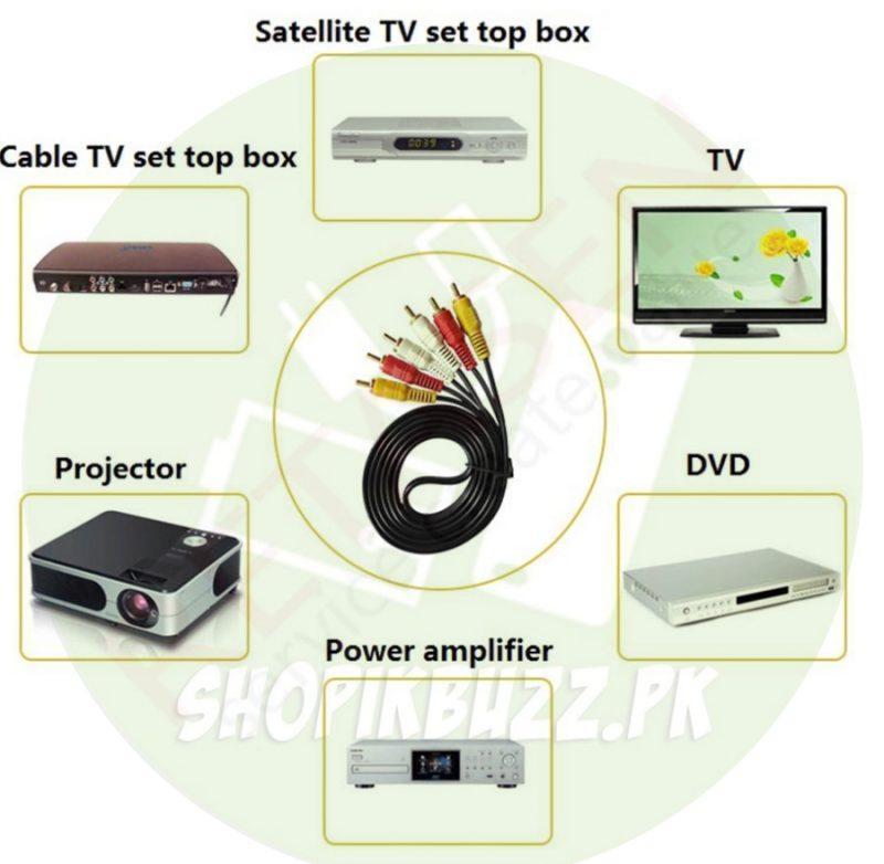 AV cable Triple Composite Audio Video 3+3 | Shopikbuzz